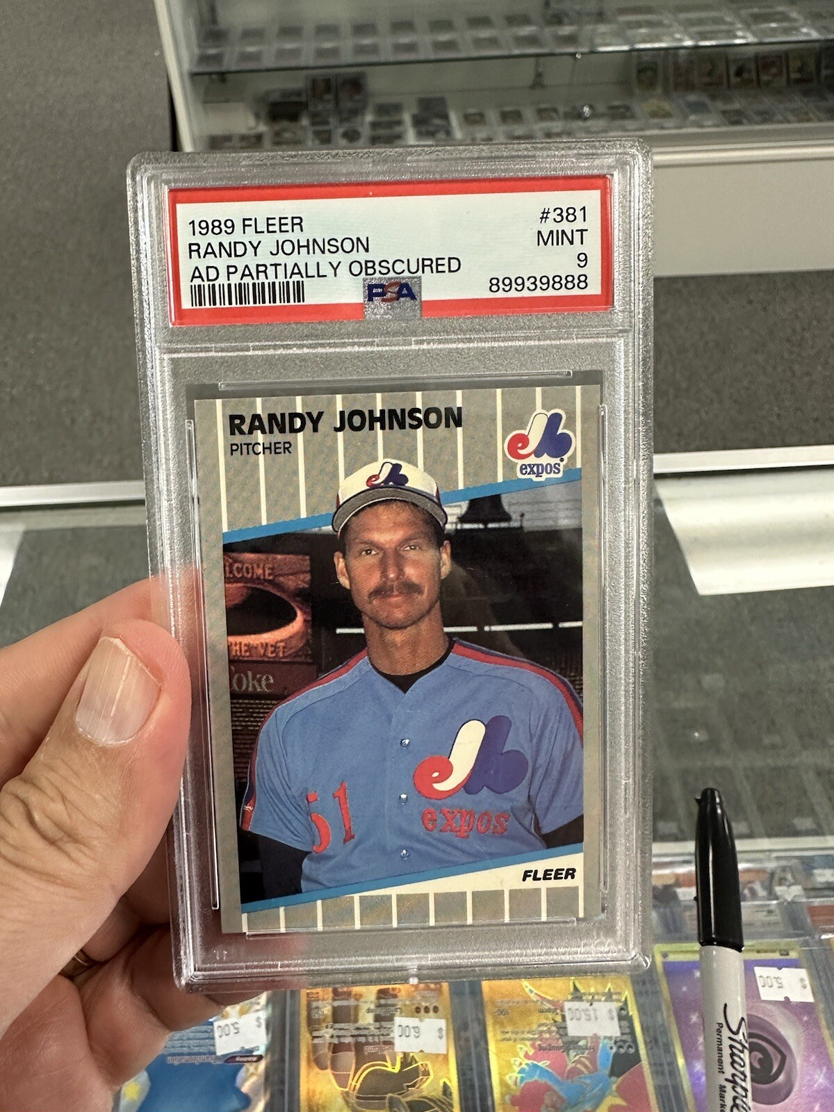 1989 Fleer 381 Randy Johnson Marlboro Ad Partially Obscured Rookie PSA ...