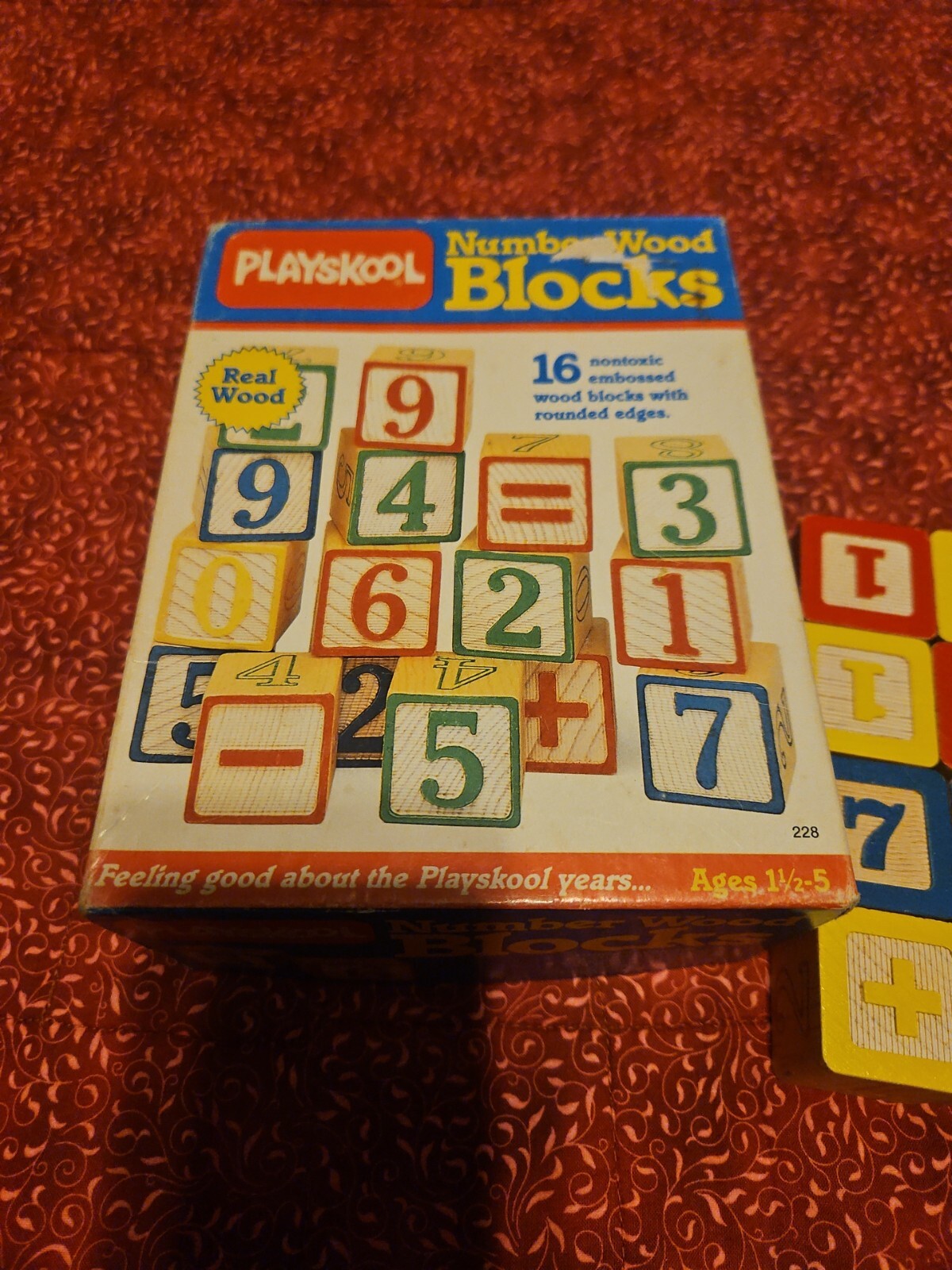 Vintage PLAYSKOOL 16 Embossed Wood Blocks Numbers Set #228 1986 | eBay