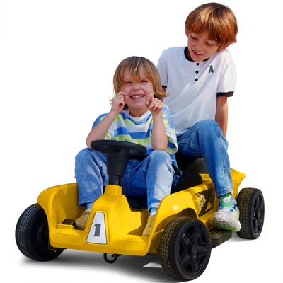 Two-Seater 24V Parent-Child Yellow Ride On Car Kids Go Kart 3Speed MP3 ...
