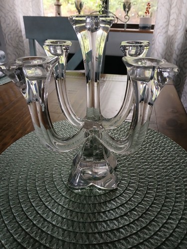 Unique Austrian TOWLE Full Lead Crystal 5 Arm Candelabra *Original ...