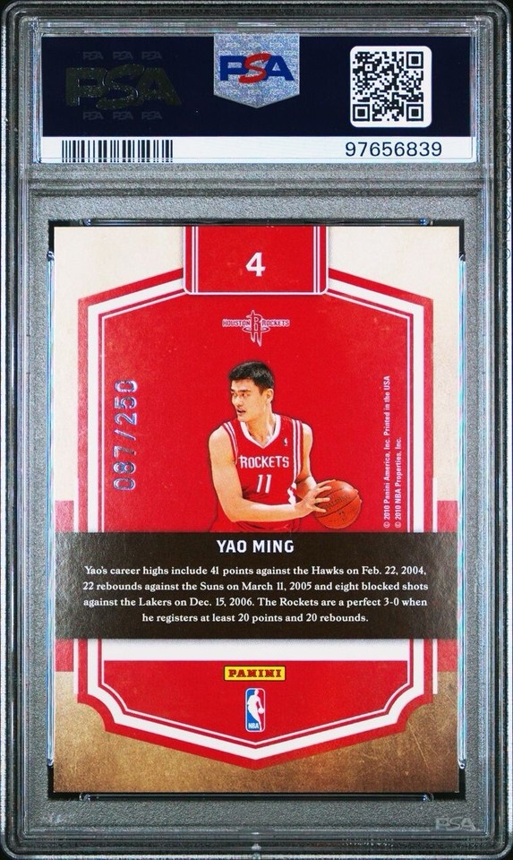 2010 PANINI CLASSICS YAO MING DRESS CODE SILVER #/250 *GRADED PSA NM-MT 8! | eBay