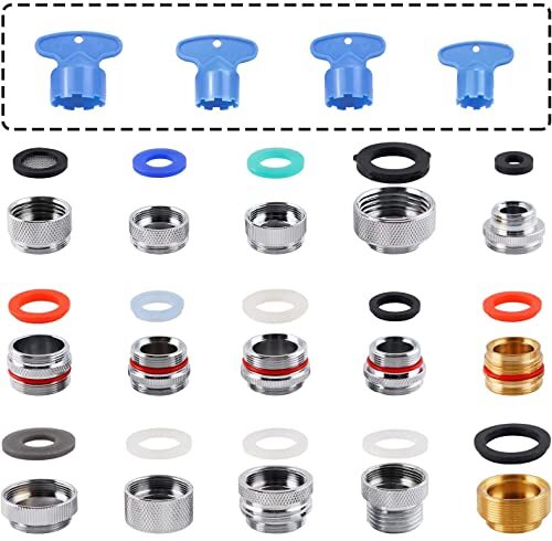 15pcs Faucet Adapter Kit - Brass Faucet Aerator Adapter Set Male 15pcs ...