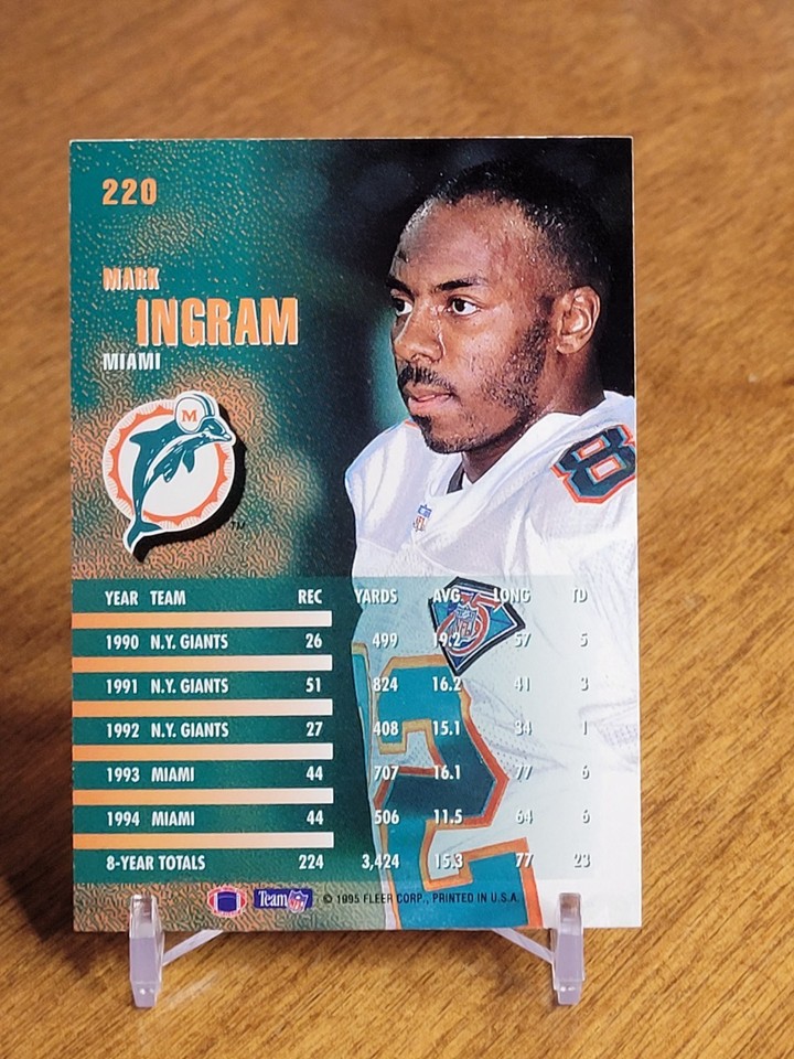 1995 Fleer Mark Ingram #220 Miami Dolphins Packers Vintage NFL Football ...