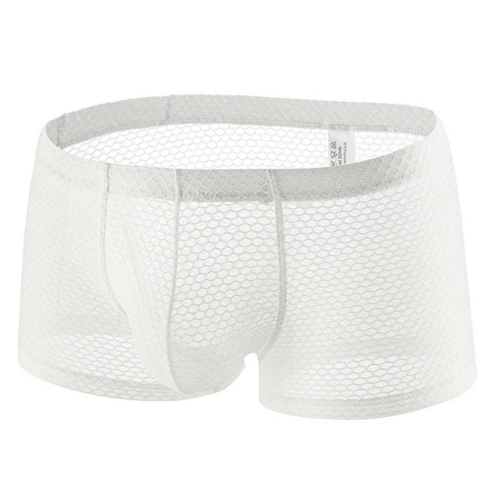 Men's Lingerie Boxer Shorts Mesh See-through Bottom Bulge Pouch Trunks ...