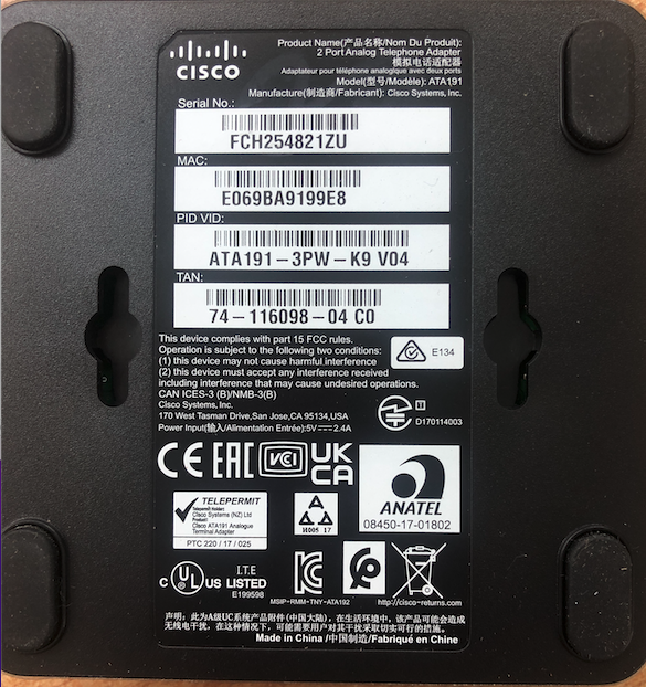 Cisco ATA191-3PW-K9 V04 2 Port Analog Telephone Adapter | eBay.de