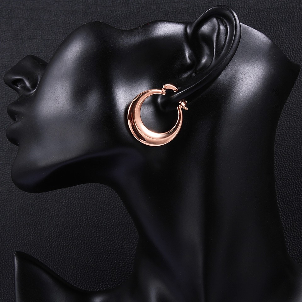 18K Rose Gold Latch Back Hoop Bali Earrings L125 | eBay