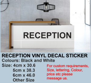 RECEPTION Vinyl Decal Sticker office business sign Custom lettering ...