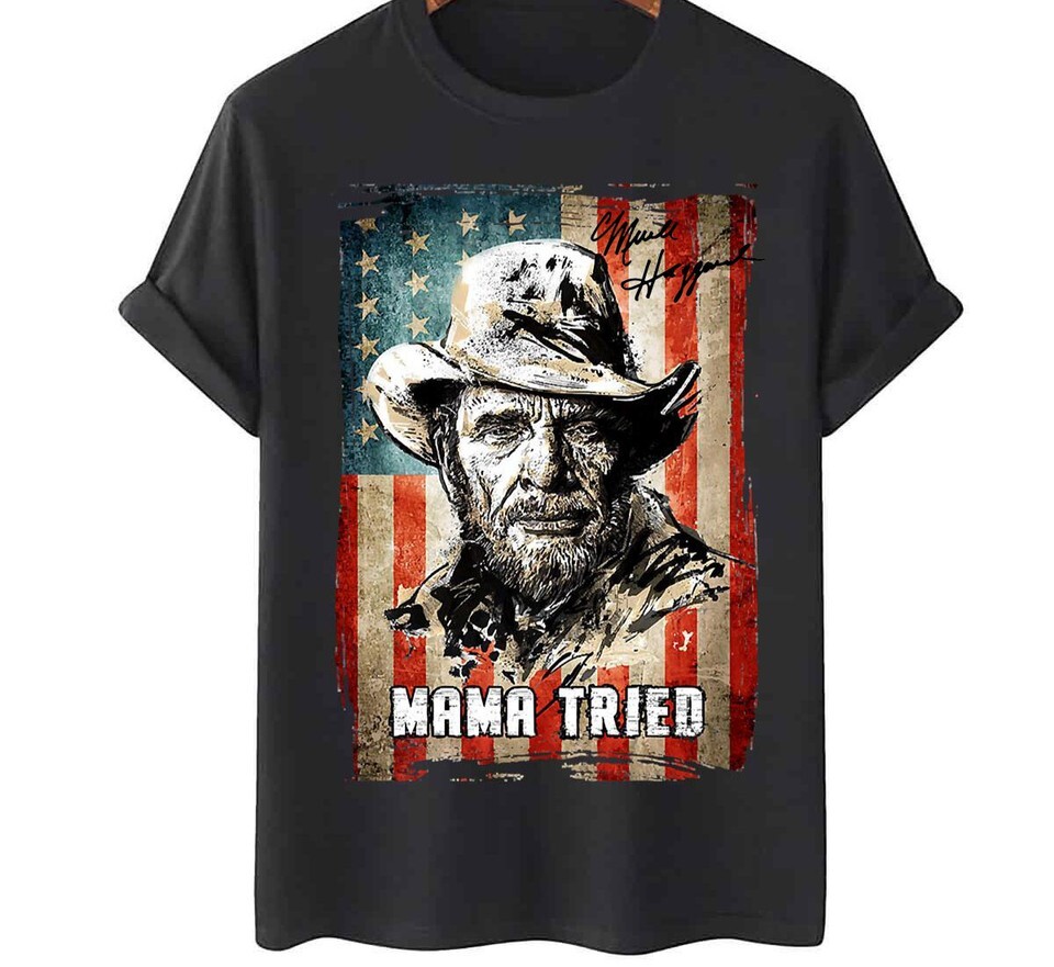 Vintage Merle Haggard Mama Tried Cotton Black Full Size Unisex Shirt ...