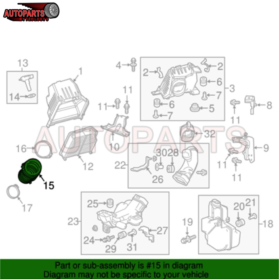 17228-5LA-A00 Air Cleaner Intake Hose Tube For 15-16 Honda CR-V EX EXL ...