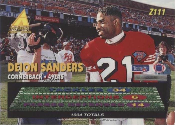 1995 Pinnacle Zenith Deion Sanders #Z111 for sale | eBay
