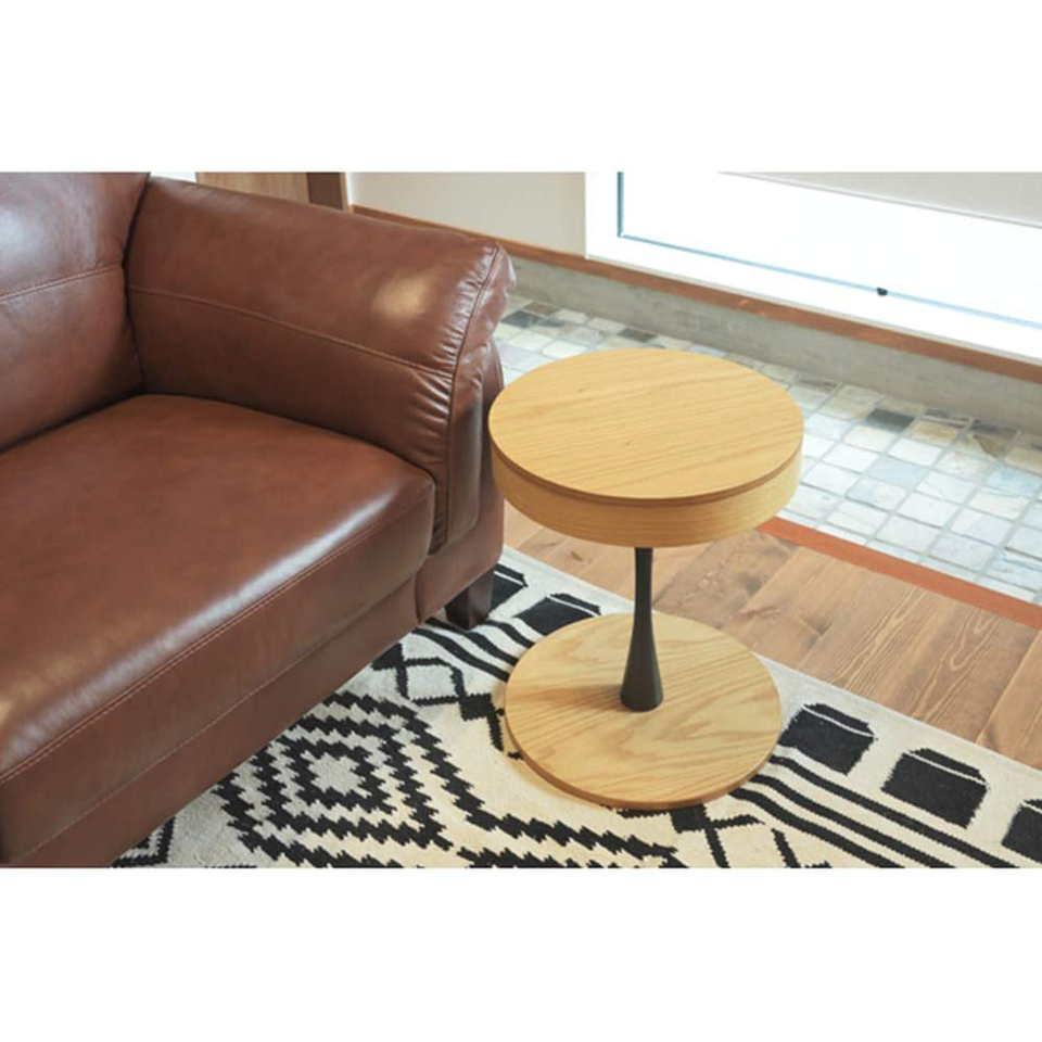 Side Table with Storage Wood Round Shape Table-top Home Decor PT-617 ...