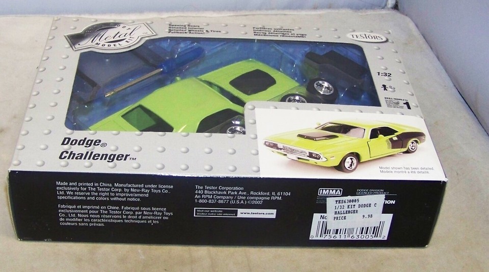 1:32 TESTORS METAL BODY MODEL KIT DODGE CHALLENGER GREEN #630005 NIB | eBay