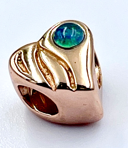 Opal Triplet Heart Charm/Bead 925 sterling silver rose gold plated ...