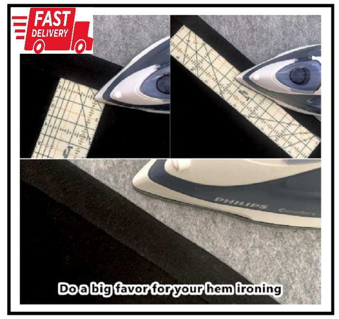 Hot Hem Ruler Sewing Fabric Ironing Tool Seam Allowance Press with Dry ...