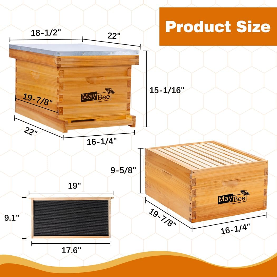 Maybee 10-Frame Beehive Starter Kit, Bee Hive Kit Dipped in 100% ...