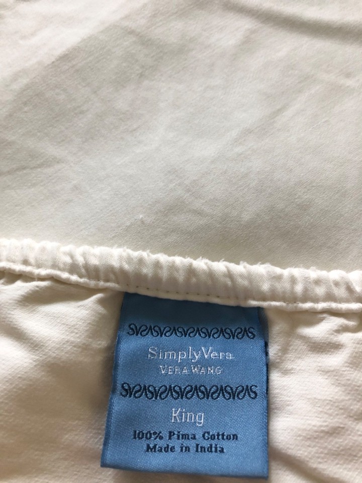 Vera Wang 100% Pima Cotton KING Sheet Set Flat & Fitted XThick Sturdy ...