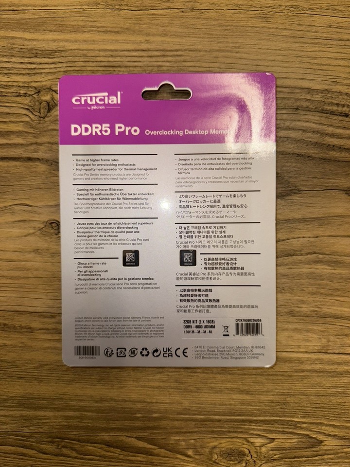 Crucial Pro Overclocking 32GB (2 x 16GB) DDR5-6000 PC5-48000 CL36 Dual ...