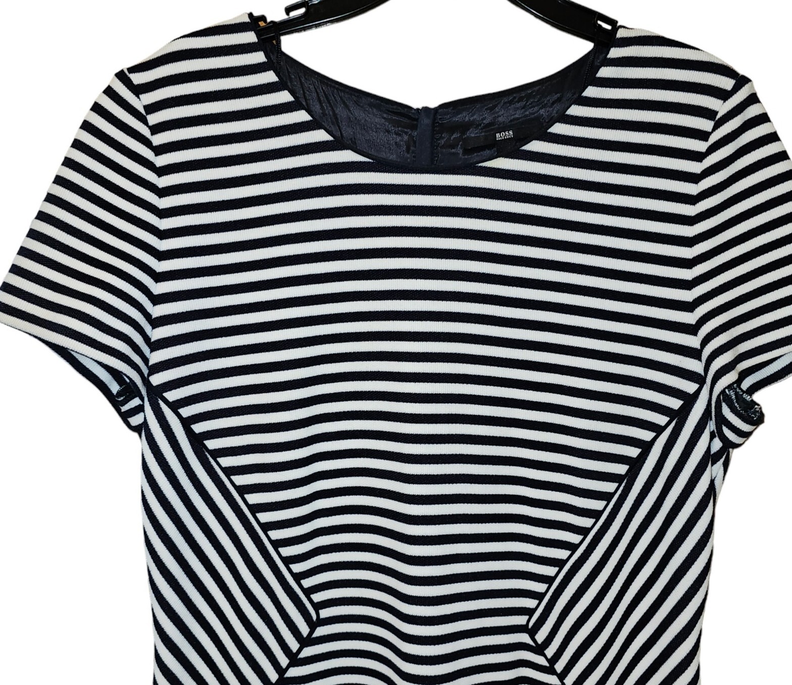 BOSS Hugo Boss Hattina Dress 10 Navy Blue White Strip… - Gem