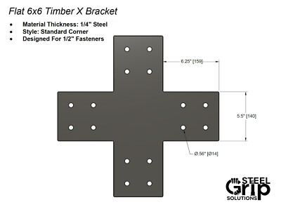 6X6, X BRACKET, OPEN TIMBER TRUSS FRAMING BRACKET, 1/4" THICK ...