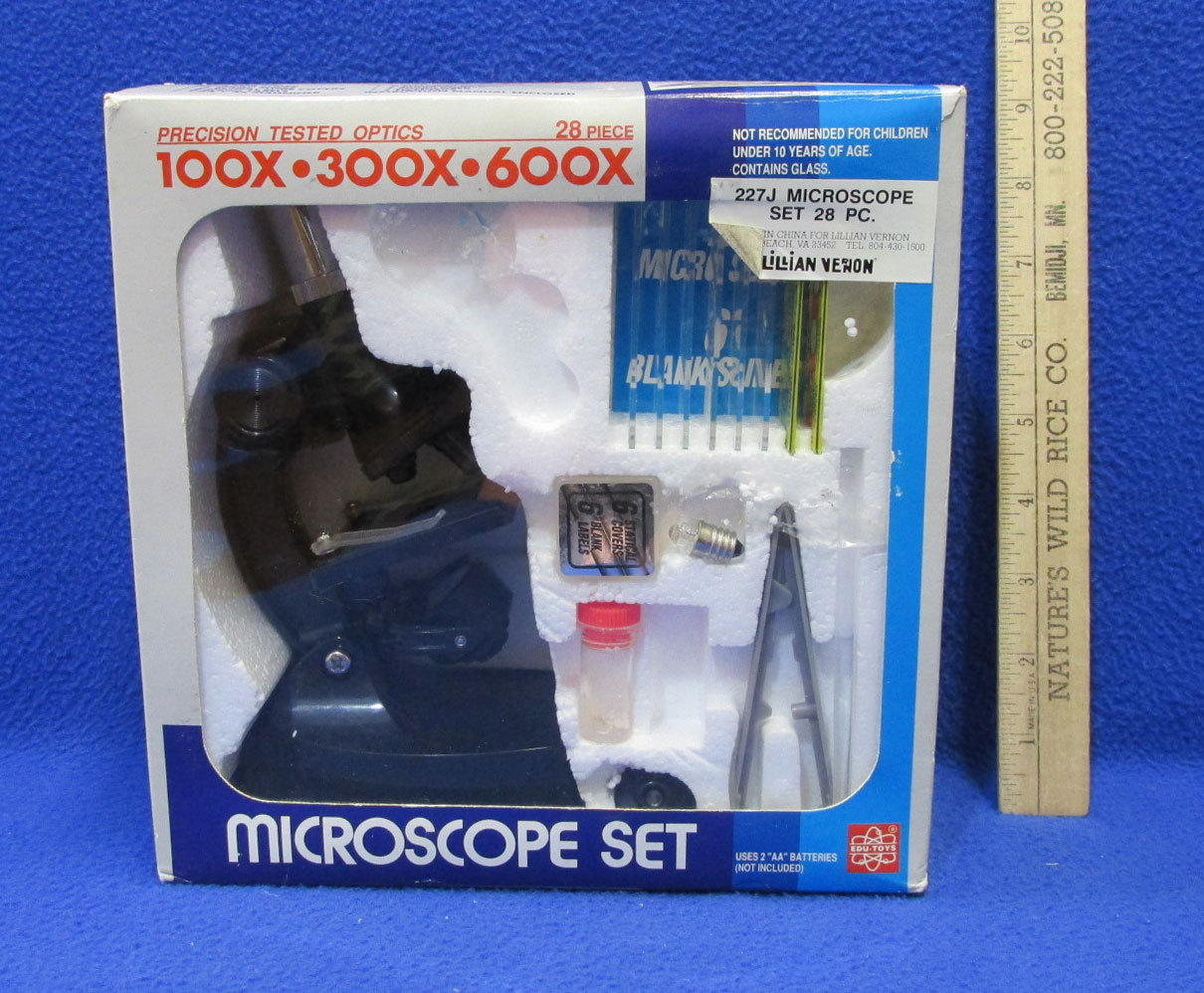 Kids Microscope Set 100X 300X 600X Magnification 26 Pieces Needs 2 AA ...