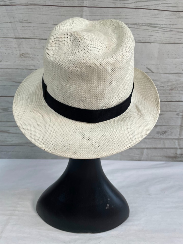 Stefeno Natural Color Paper Fedora Hat Size 59 L 7 3/8 | eBay