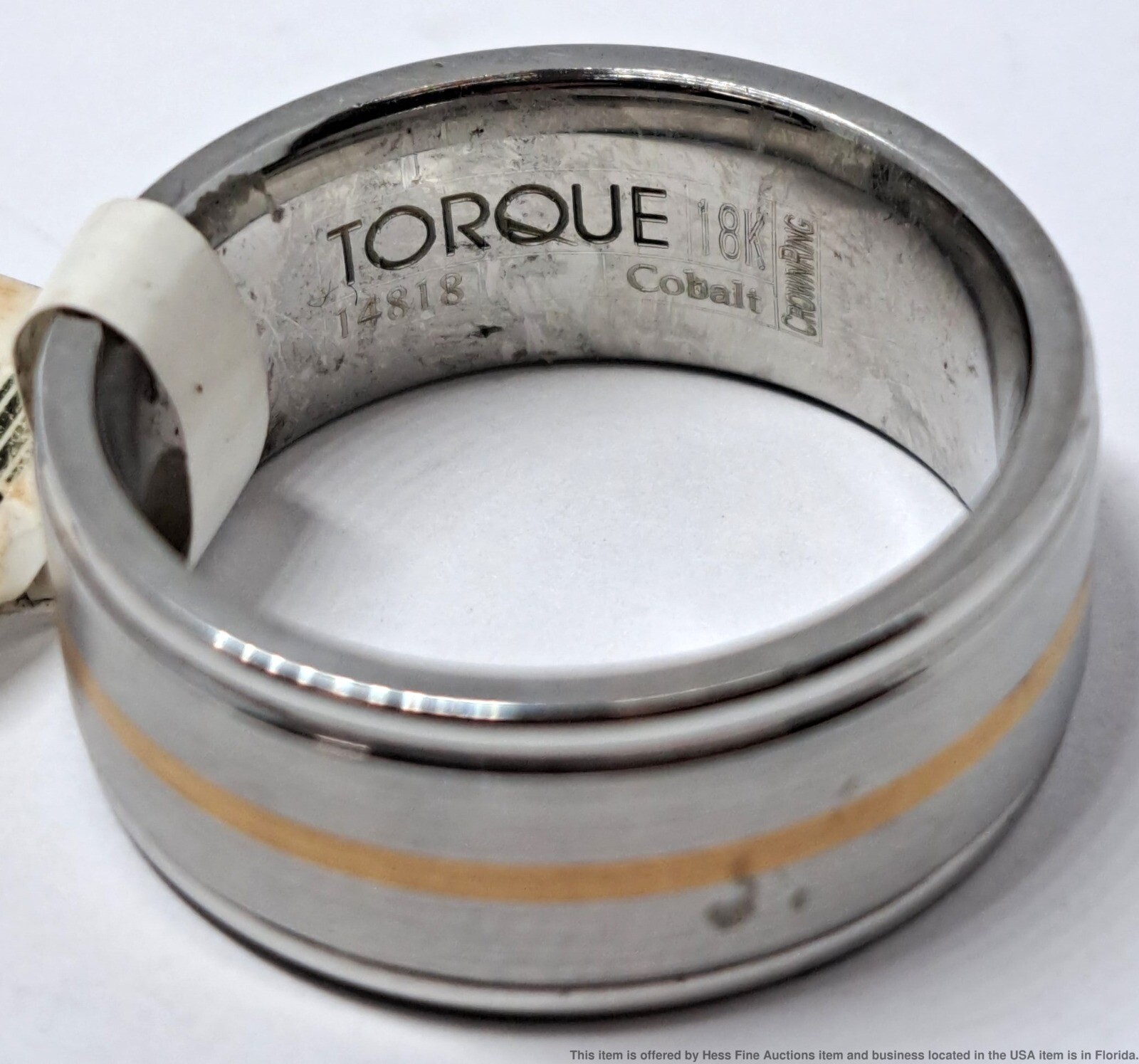 Brand New Torque Mens 18k Yellow Gold Stripe Cobalt Wedding Band Ring ...
