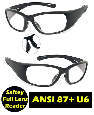 Full Lens Wrap Around Reading Safety Glasses ANSI Z87+ U6 From +1.00 to ...