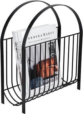 Tabletop or Floor Standing Black Metal Wire Magazine Rack, Magazine ...