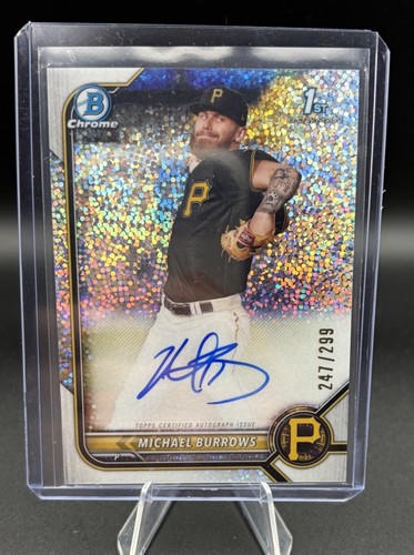 MIKE BURROWS Auto ⚾️#/299⚾️ 2022 Bowman Chrome Speckled Ref Autograph⚾ ...