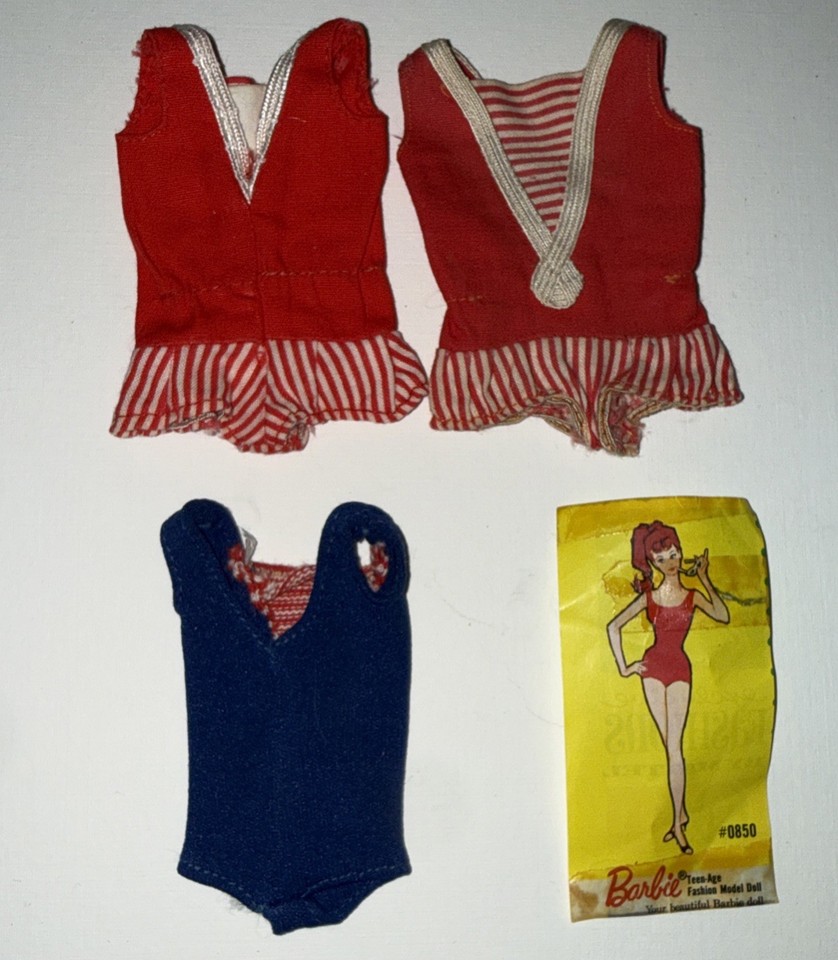 Vintage 1964 Mattel Barbie Skipper Doll #950 Red Striped Swimsuit Lot ...