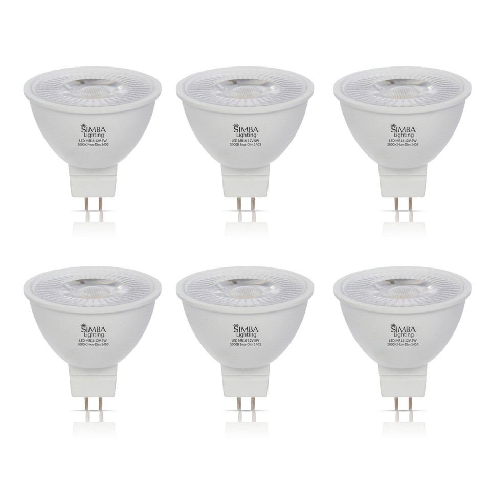 [6 Pack] LED MR16 5W 12V 35W 50W Halogen Replacement Bulbs GU5.3 Bi-Pin ...