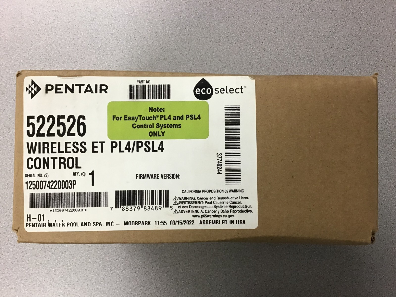 NEW Pentair 522526 Wireless EasyTouch PL4/PSL4 Controller Replacement ...