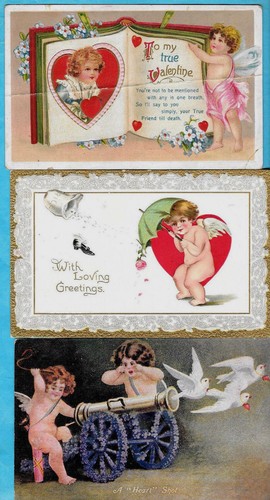 Valentine Post Cards Used, 1 Tuck & Son, Cannon Angels Book Dove VTG ...