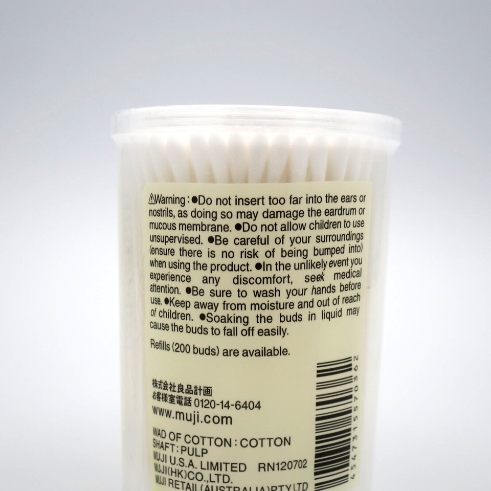 MUJI Cotton Bud Swab Thin 200pcs & Refilling 200pcs x 2 Set Chitosan ...