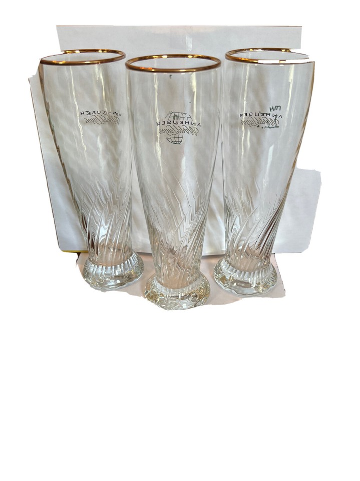 Anheuser Busch World Select Tall Beer Glass Glasses Made Germany Set of ...