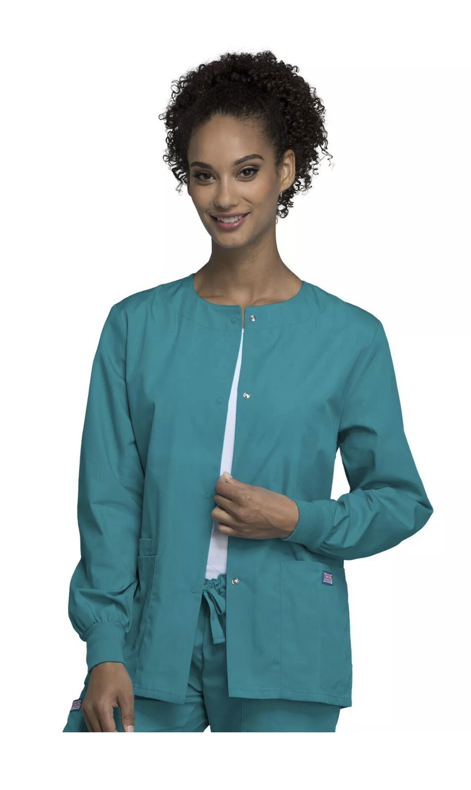 Cherokee Originals Snap Front Warm-Up Jacket 4350 TLBW Teal Blue Size ...
