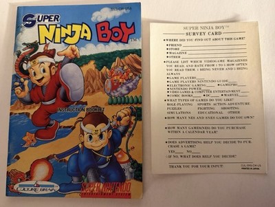 Super Ninja Boy Super Nintendo SNES Manual + Poster + Registration Card ...