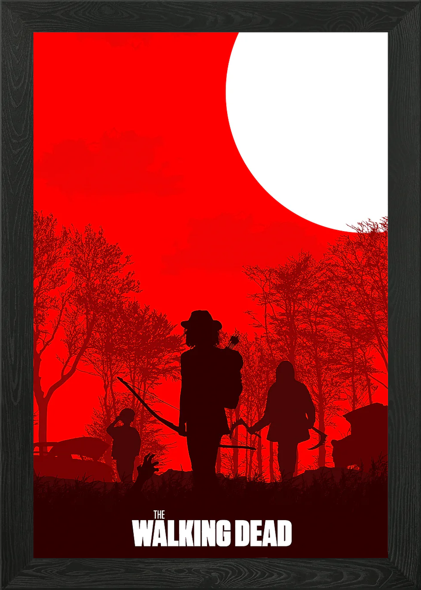 The Walking Dead Silhouette Framed Wall Art Poster Canvas Print Picture ...