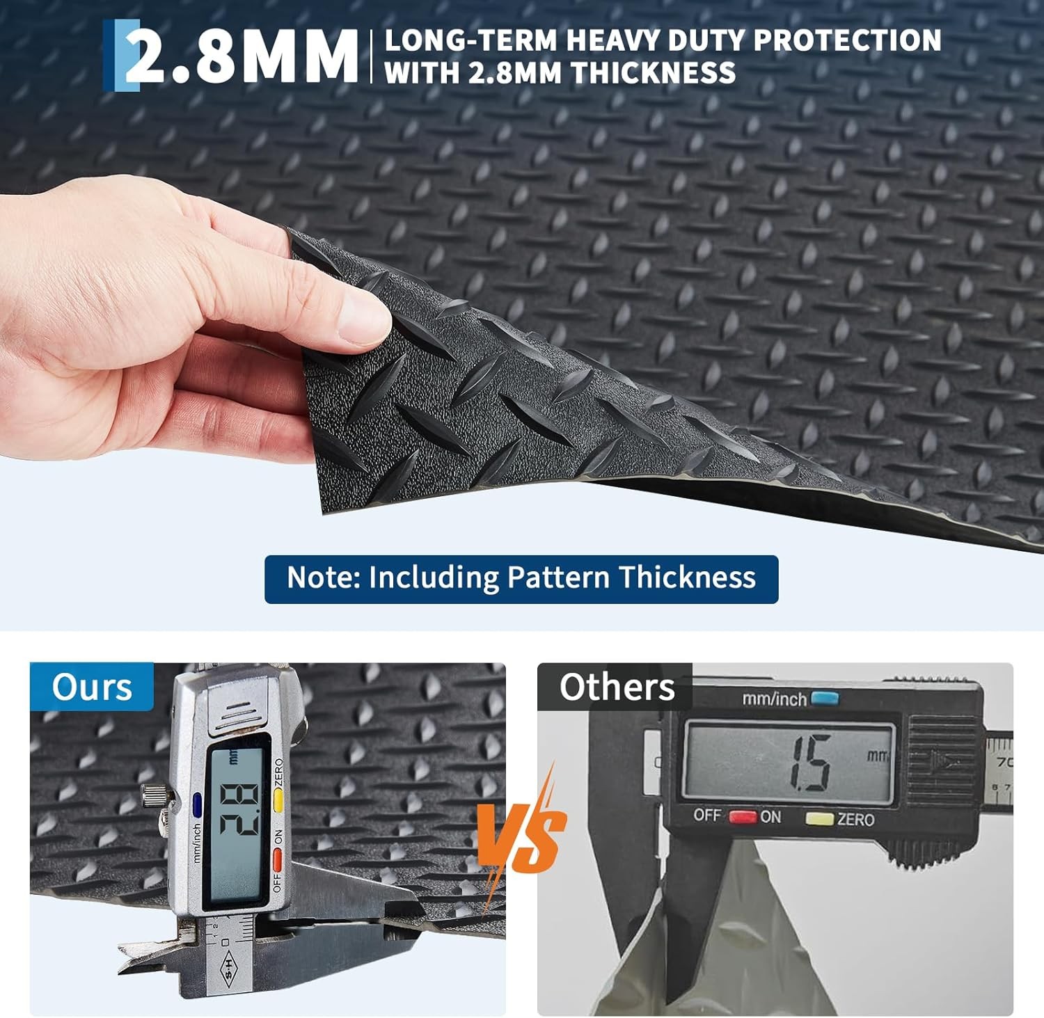 6-22 FT 2.8mm Thick Garage Floor Mat, Durable PVC Rubber Non-Slip, Leak ...
