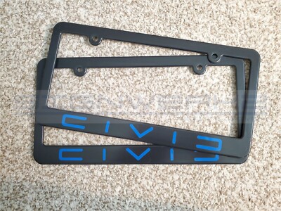 Honda Civic License Plate Frame Racing JDM Japan Vtec turbo Blue Pair ...