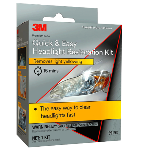 3M Quick and Easy Headlight Restoration Kit Removes Light Yellowingin ...