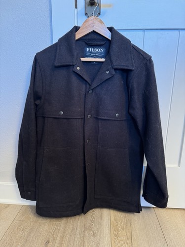 Filson Mackinaw Wool Cape Coat Brown Black Twill Cruiser Jacket Wool ...