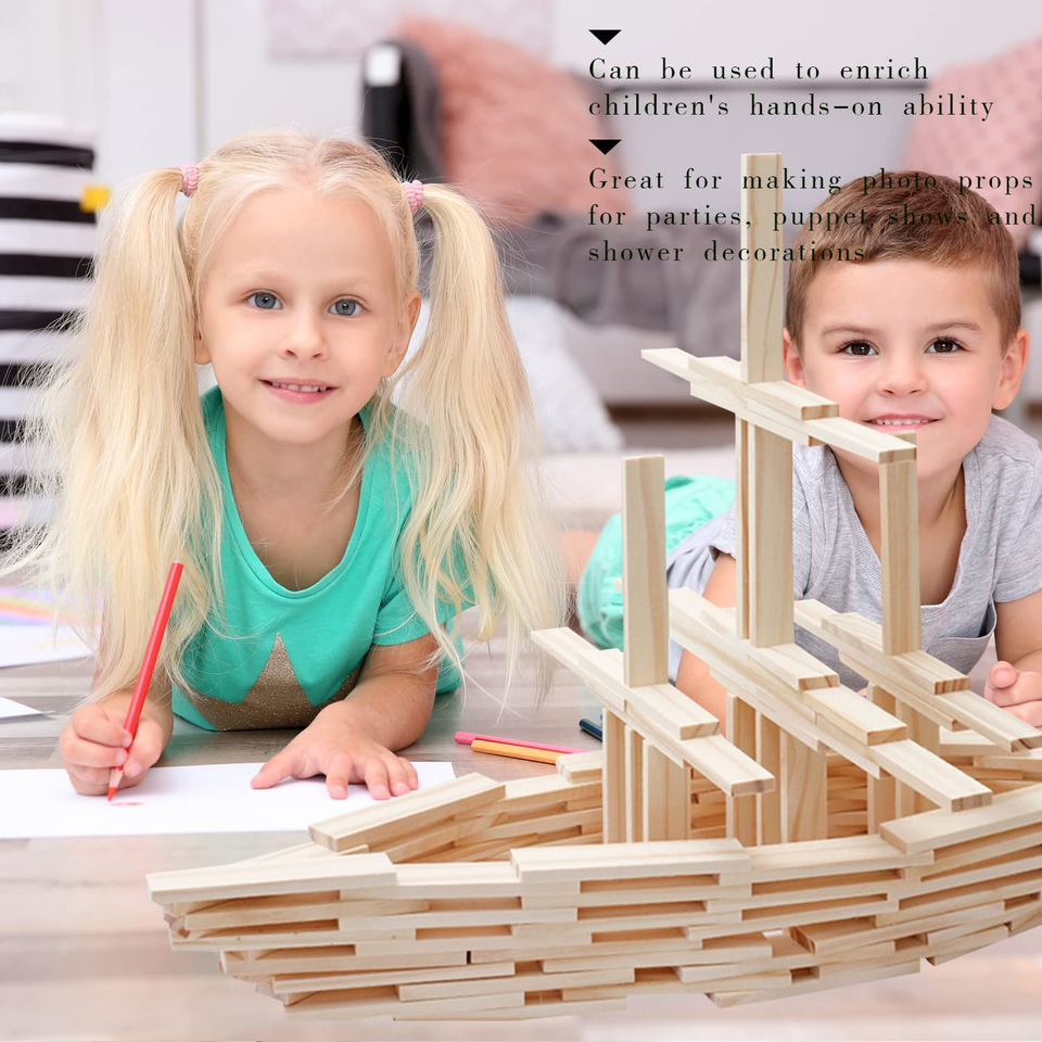 Strong Natural Bamboo Extra Long Wooden Craft Sticks Strips 100Pcs 15.7 ...