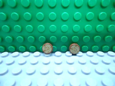 Lego 2 Reddish Brown 1x1 Round Tile Printed Tree Stump Wood Grain NEW ...