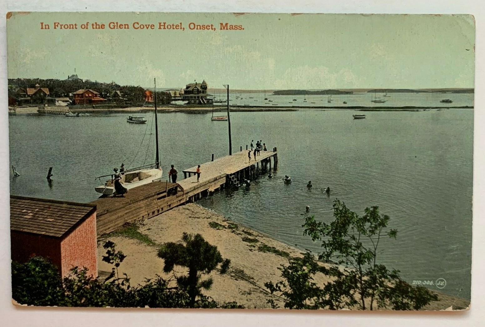 1910 MA Postcard Cape Cod Onset In Front of the Glen Cove Hotel dock ...