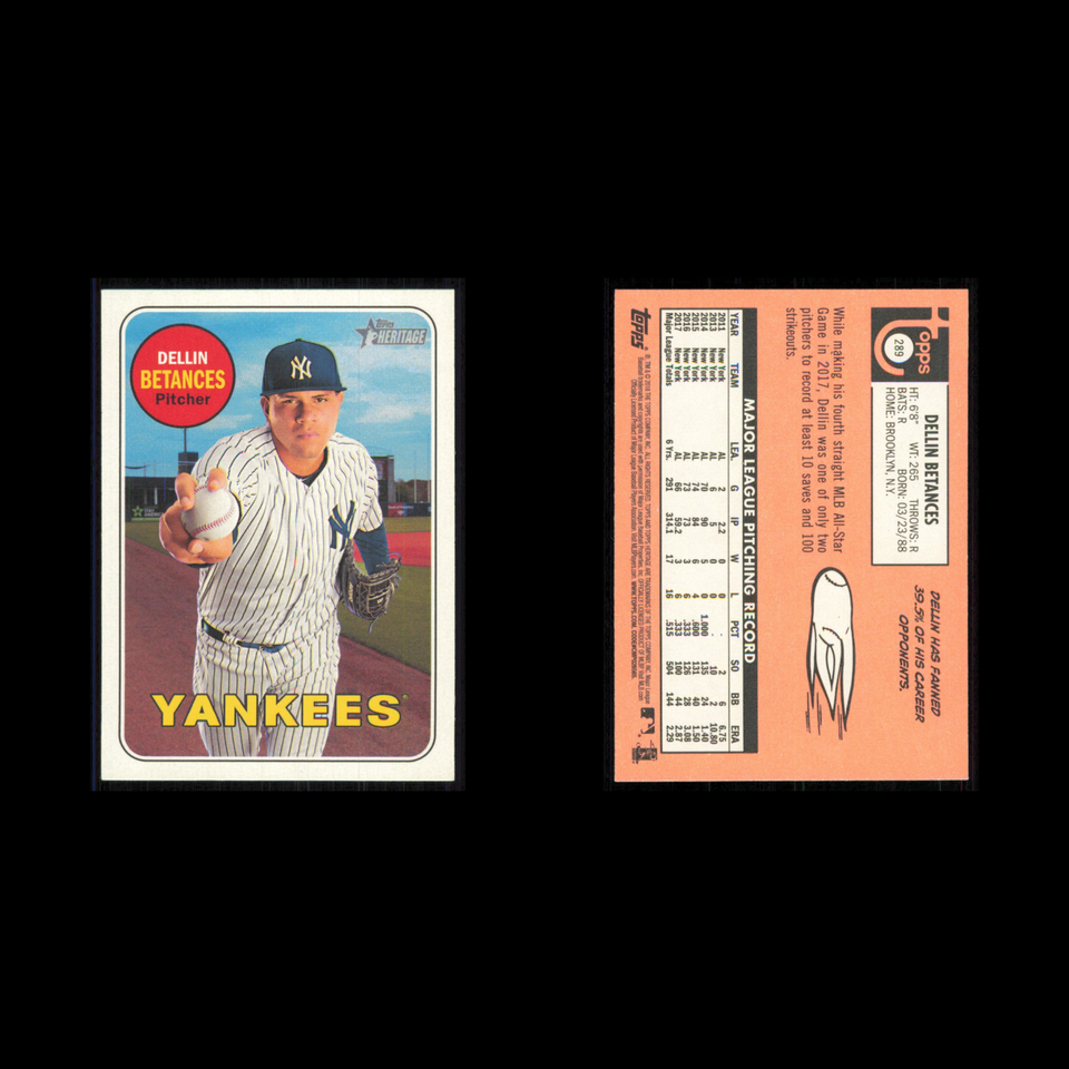 Dellin Betances #289 2018 Topps Heritage New York Yankees Baseball Card ...