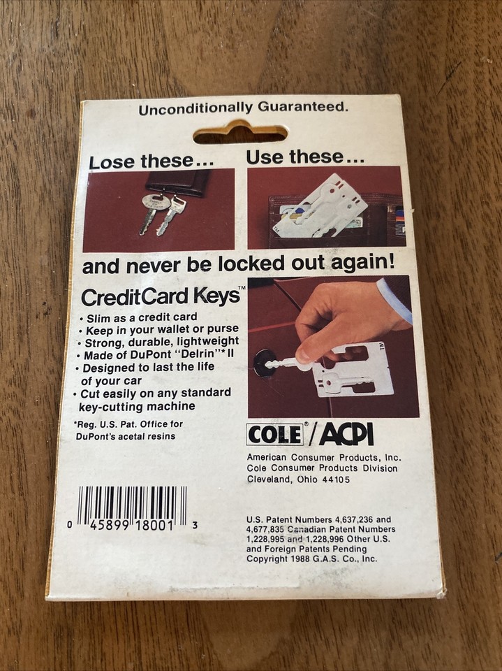 Vtg Emergency Credit Card Keys By Cole Gm 1968, 72, 76, 80, 87-88 | eBay