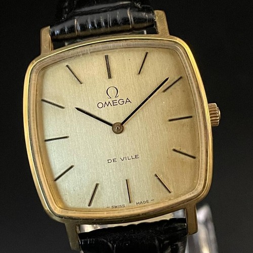 Omega Deville Watch Manual 30mm Men's Gold Dial Swiss Made Square ...