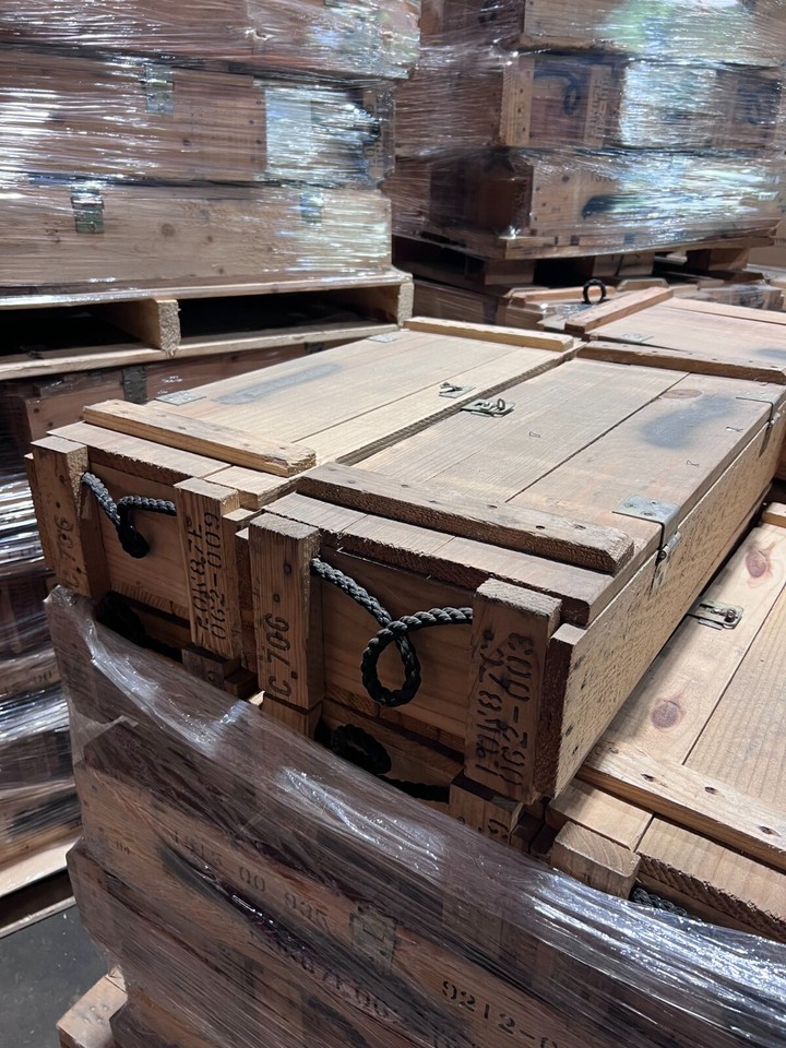 Wooden Surplus Ammo Crate M2 M30 Mortar Explosives Box U.S. Military ...