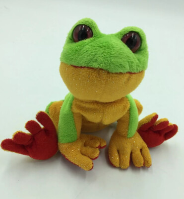 Ganz Webkinz Frog Green Tree Frog Shiny Sequined Plush Stuffed Animal ...